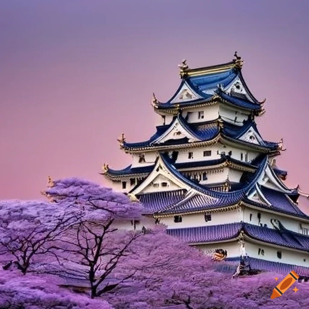 Japanese purple impressive castle on Craiyon