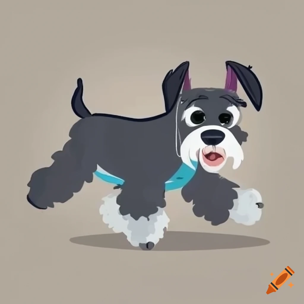 Pixar running schnauzer puppy character design