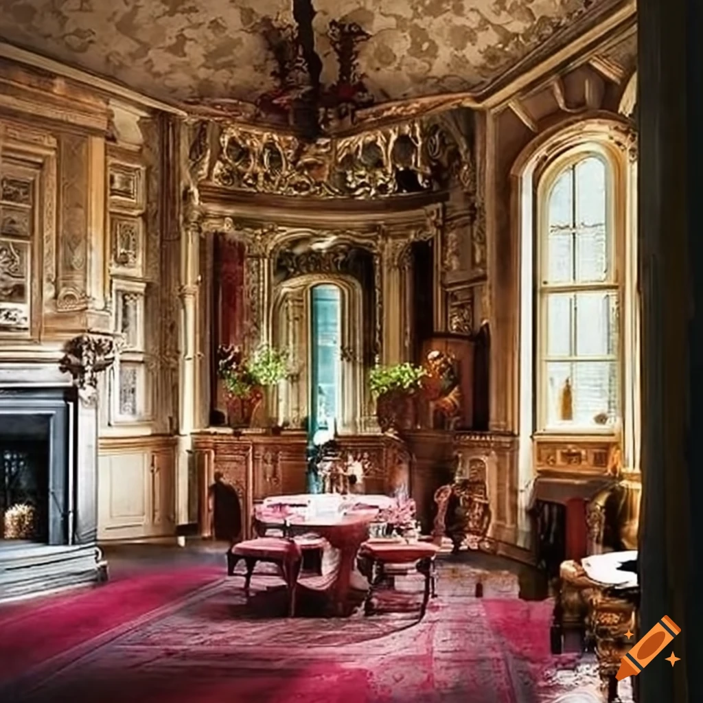 Interior of a renovated, glamorous irish castle on Craiyon