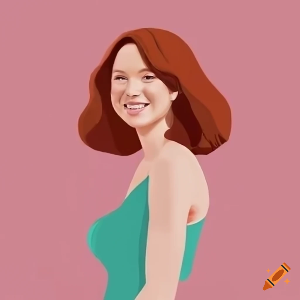 Ellie Kemper in a modern simple illustration style using the Pantone ...