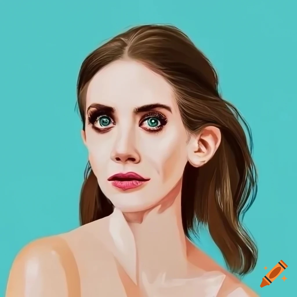 Alison Brie in a modern simple illustration style using the Pantone ...