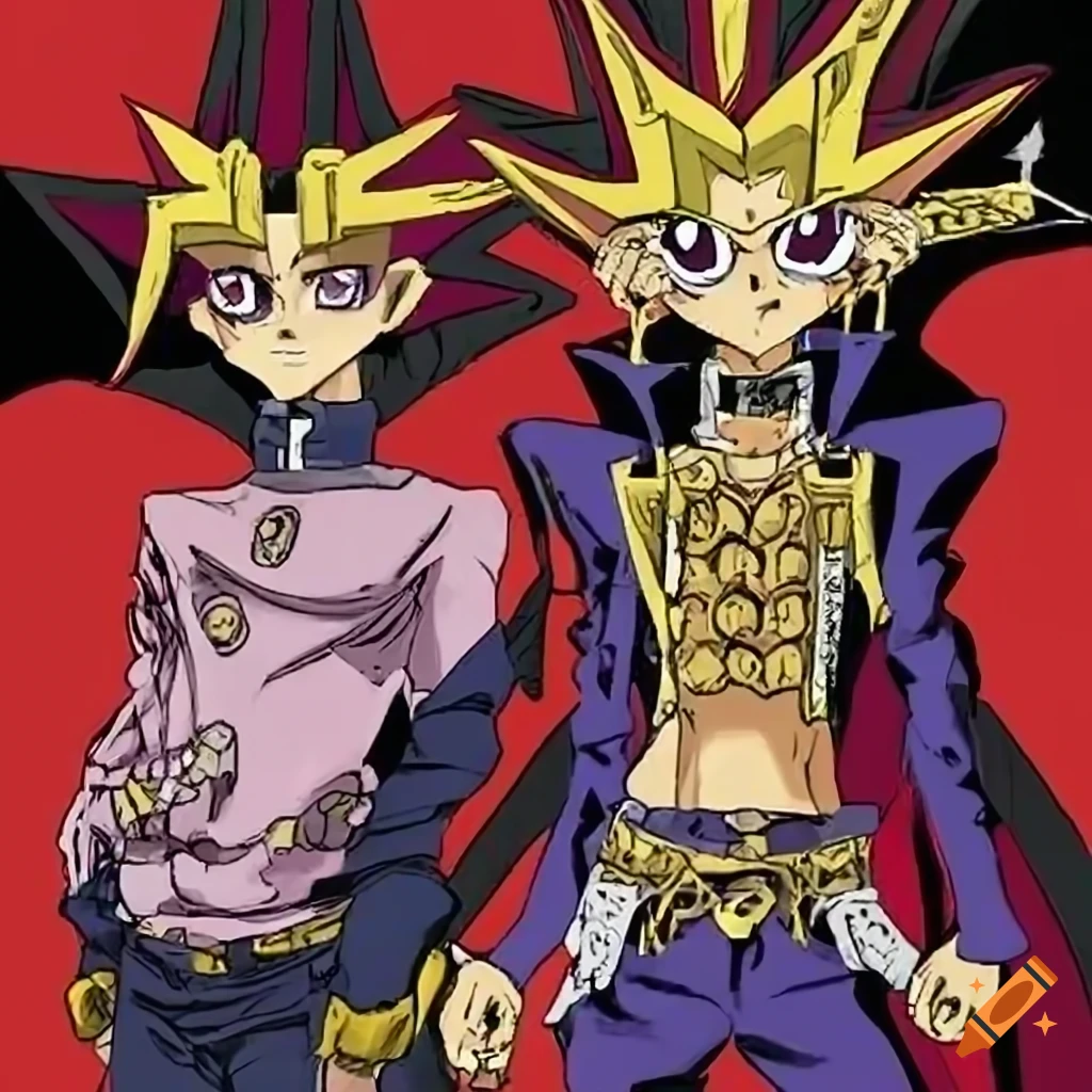Yugi moto in the jojo's bizarre adventure artstyle on Craiyon