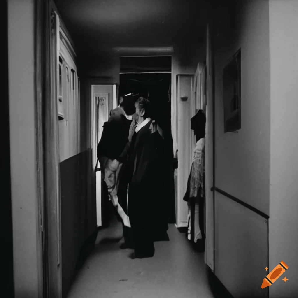 French exit goodbye 1970s leaving a hallway on Craiyon