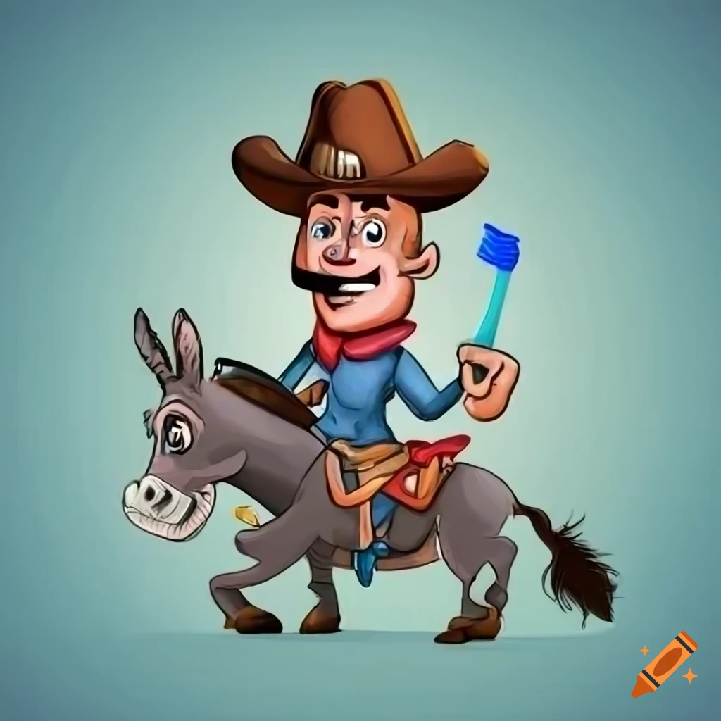 Cartoon Riding A Donkey