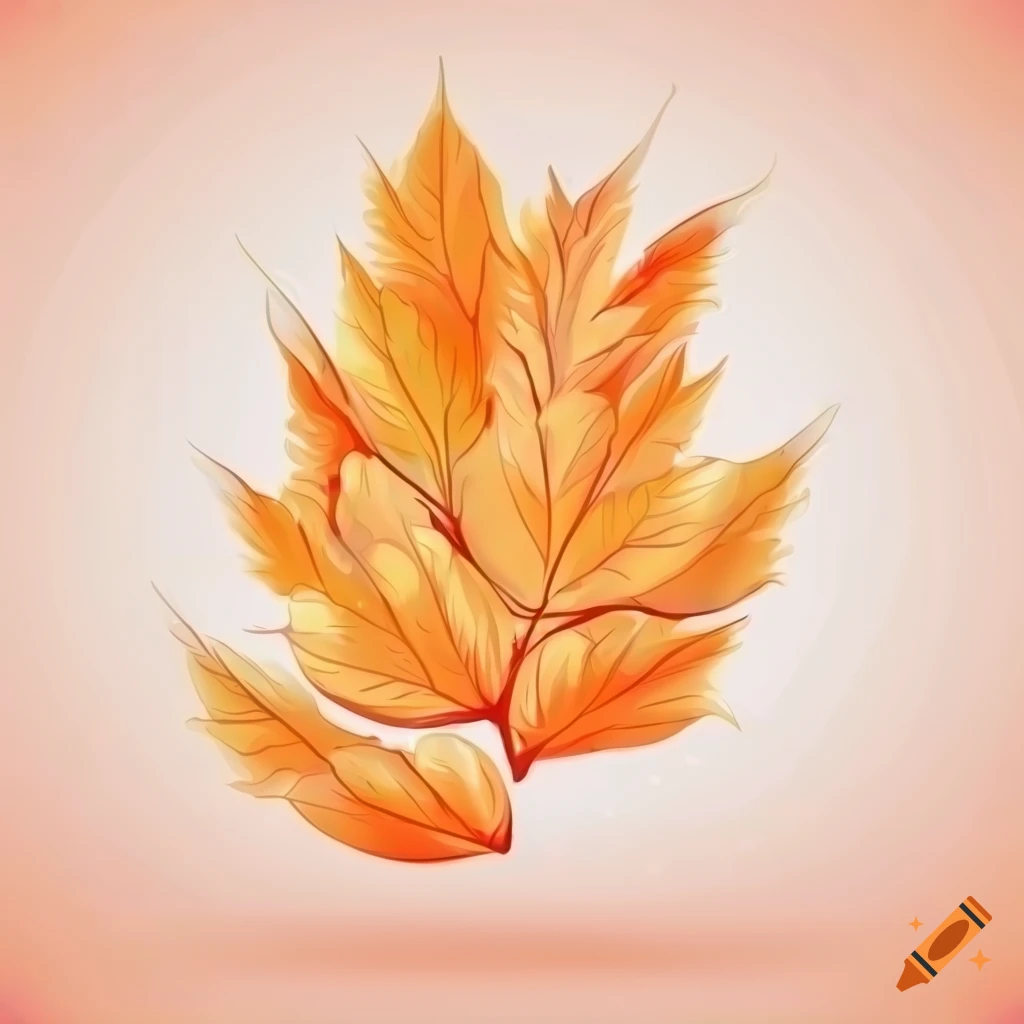 Vector graphic of a orange color branch with lot's of leafs with ...