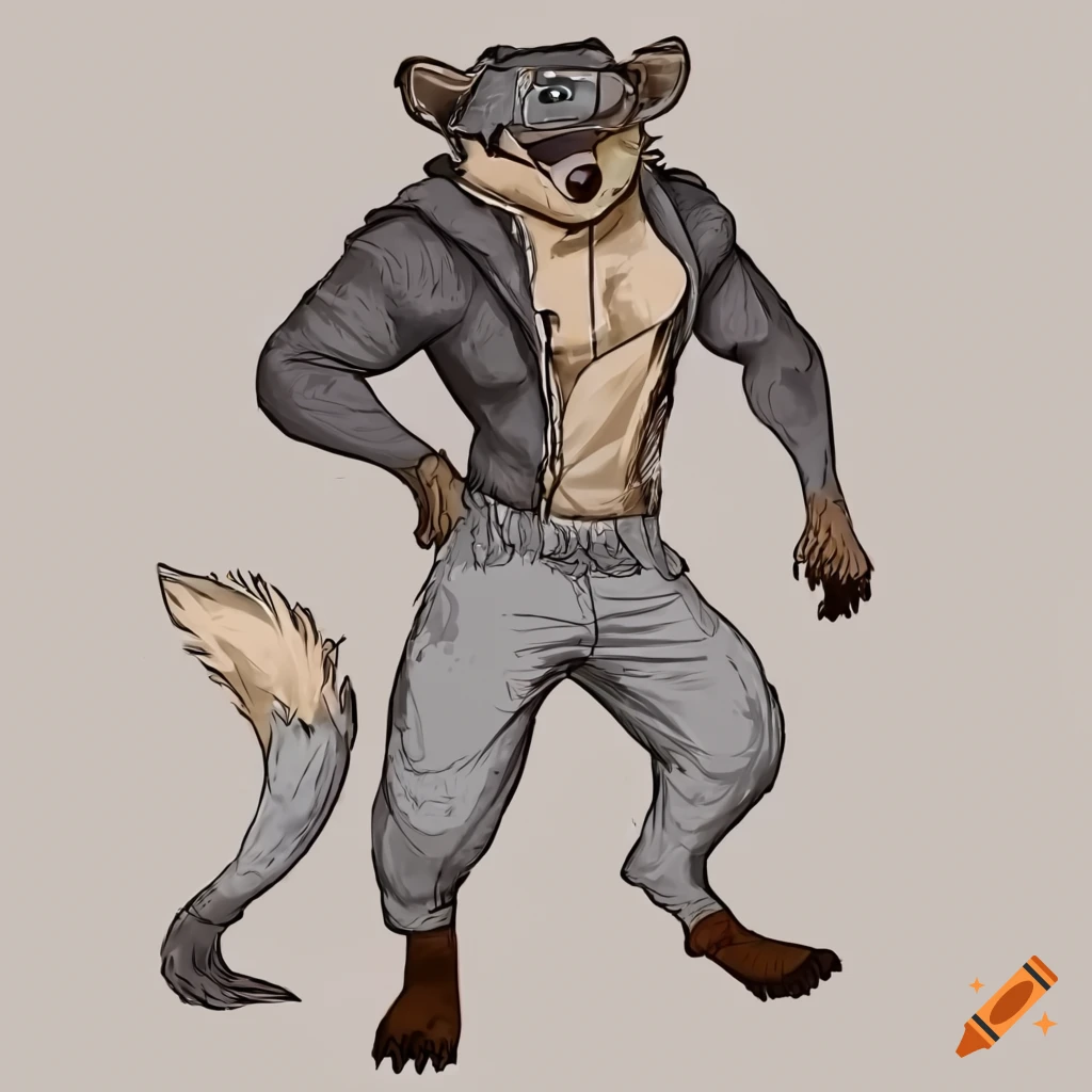 High-definition illustration of an anthro brown wolf/bear hybrid with ...