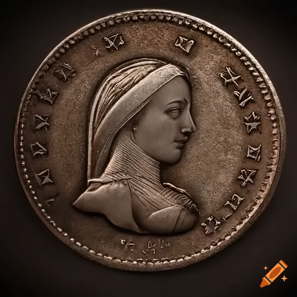 Woman engraved on a coin