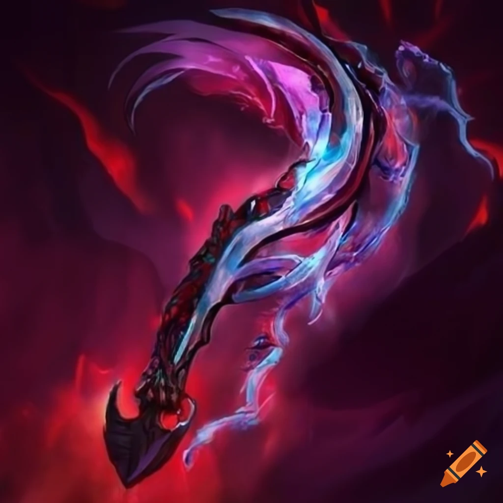 Etheric, impalpable, red mist blade from a mystic red jewel on Craiyon