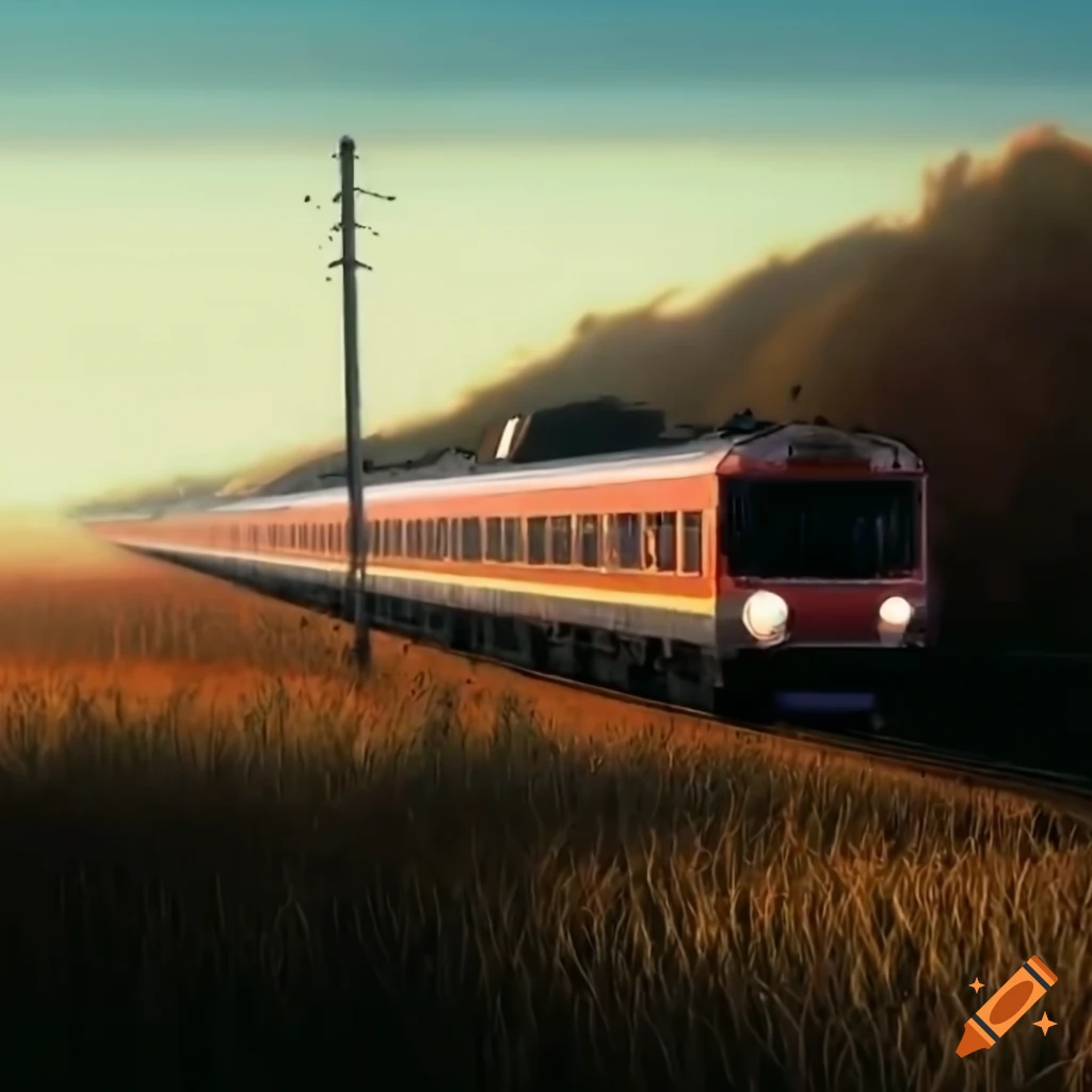 KiHa 261 train on the marshy plain, landscape, hyper detailed, sharp ...