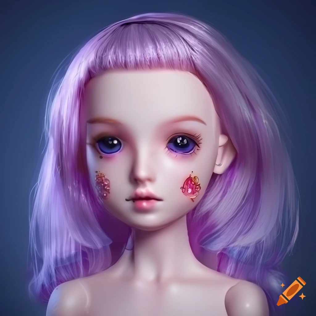 Promotional artwork for an mythical character doll with inset eyes ...