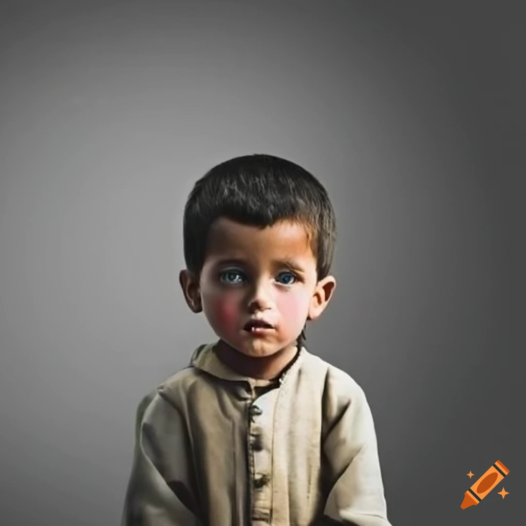 Afghan boy with flag on Craiyon