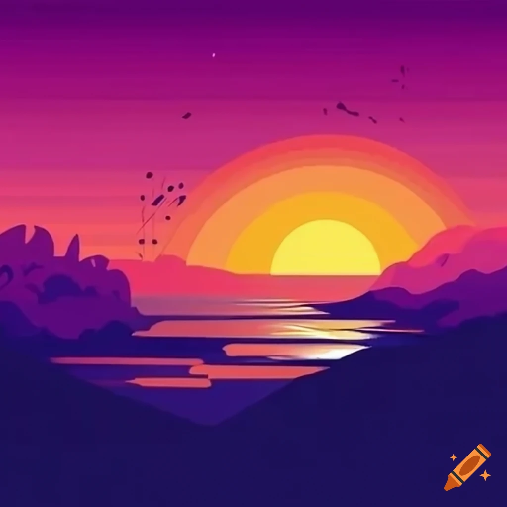 A calming sunset with a lo-fi music vibe