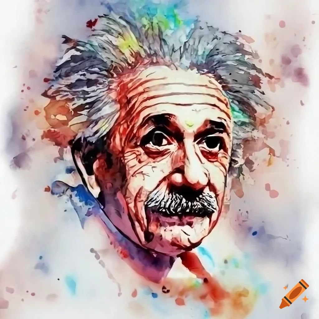 Albert Einstein 2D art with clean white background on Craiyon