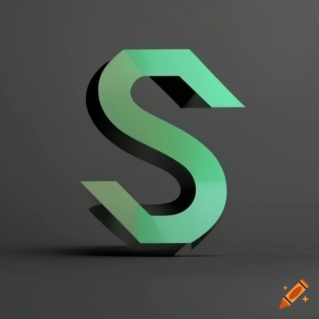 Abstract letter s composed of geometric shapes in black and green on ...