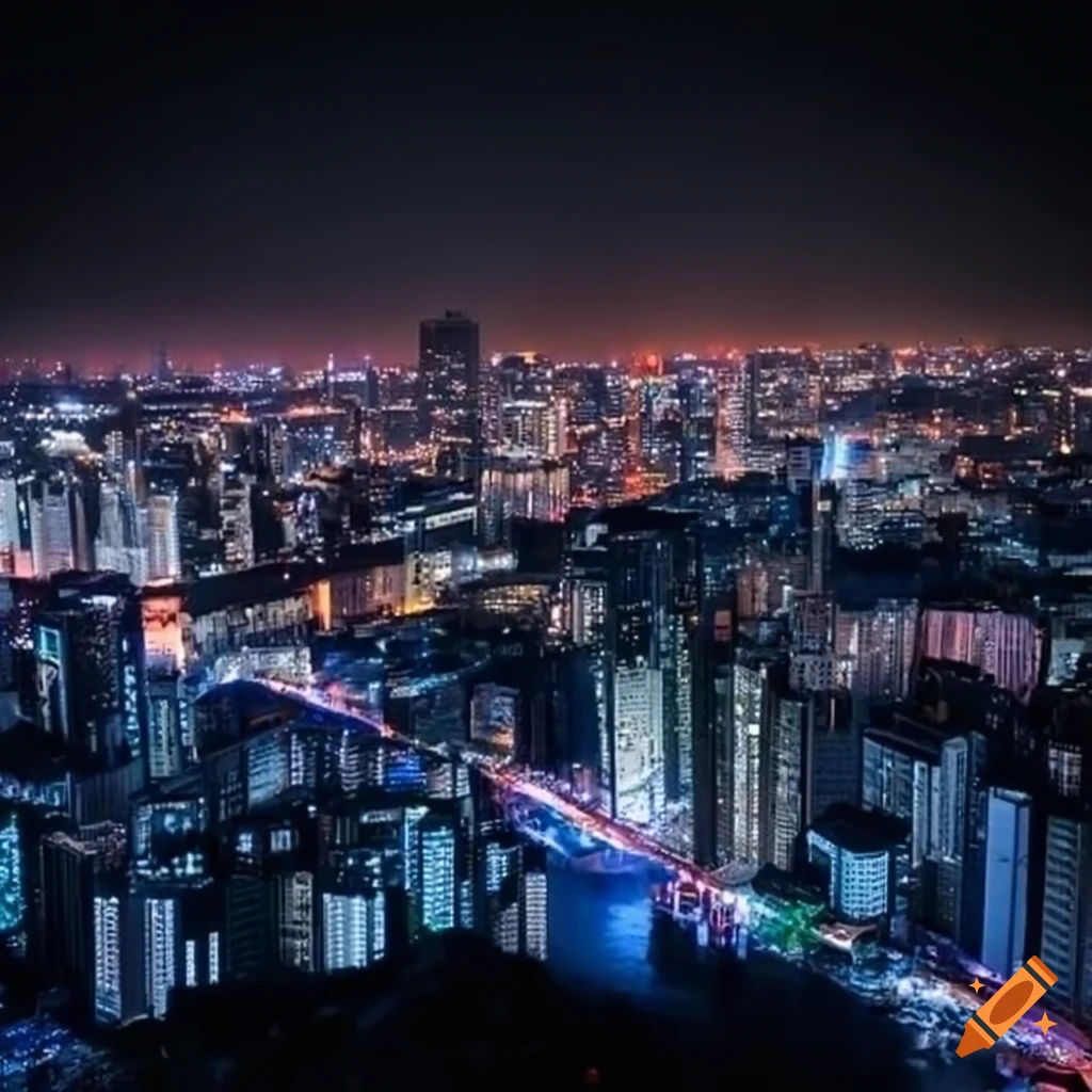 South korean night city on Craiyon