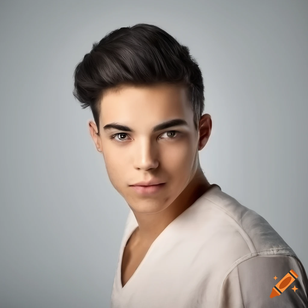 Handsome young latina man portrait, front posing, white background on ...