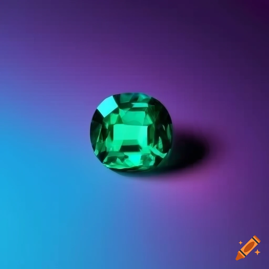 Stone emerald on the pink-blue gradient background