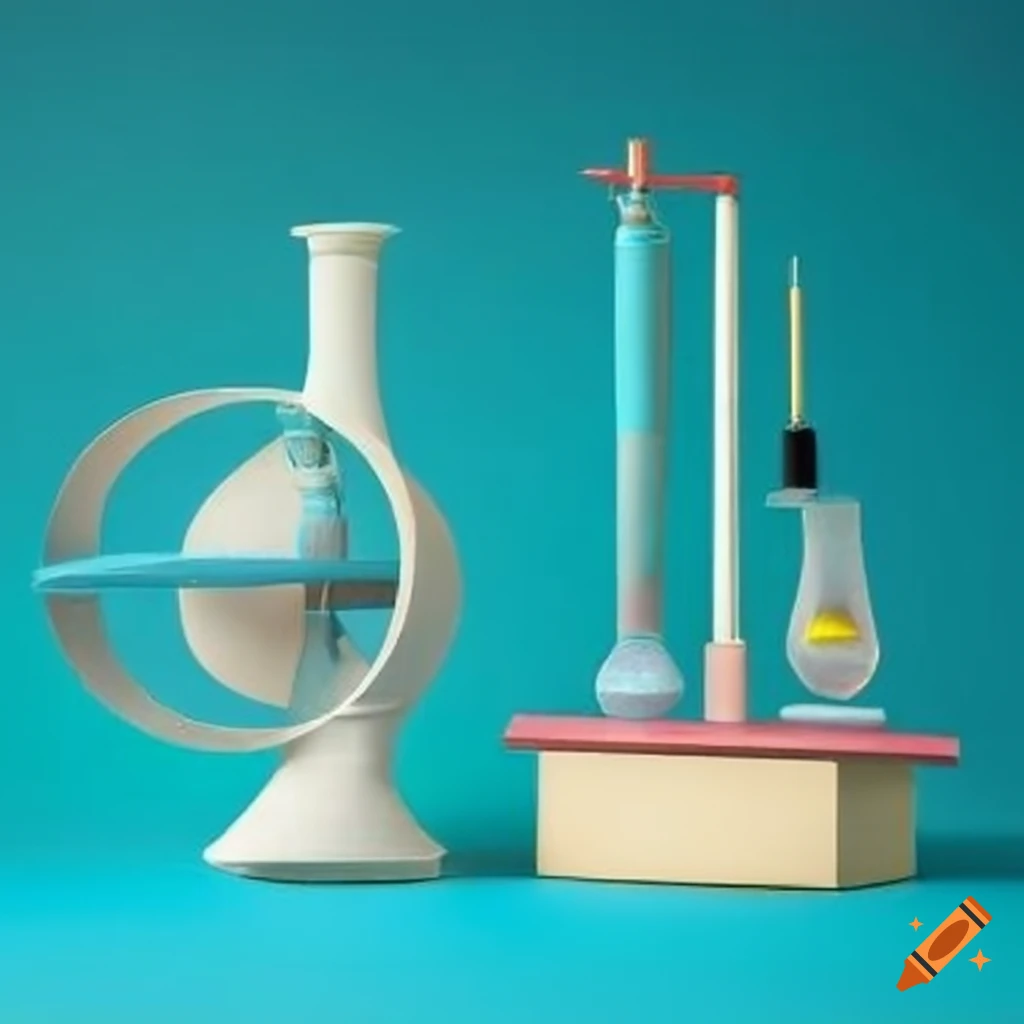 A handmade paper sculpture of laboratory equipment