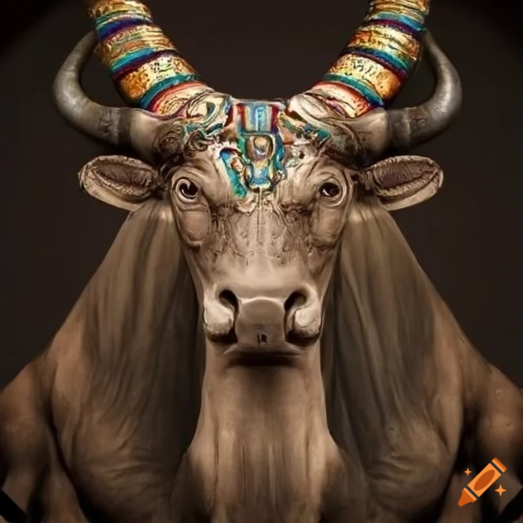Egyptian, apis ‘bull deity’: modern realistic style