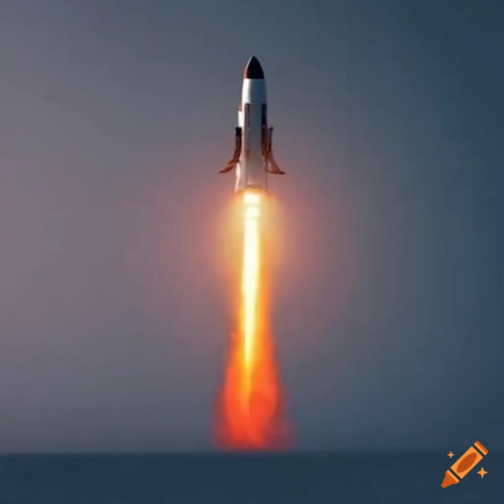 Rocket launched from a small round orange planet