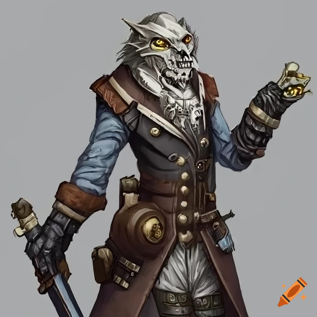 Dnd, white dragonborn, steampunk, injured, yellow eyes on Craiyon