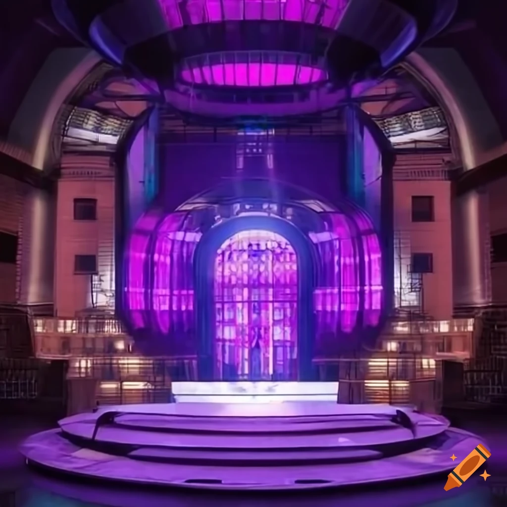 A modern disco music stage inside of a clock tower