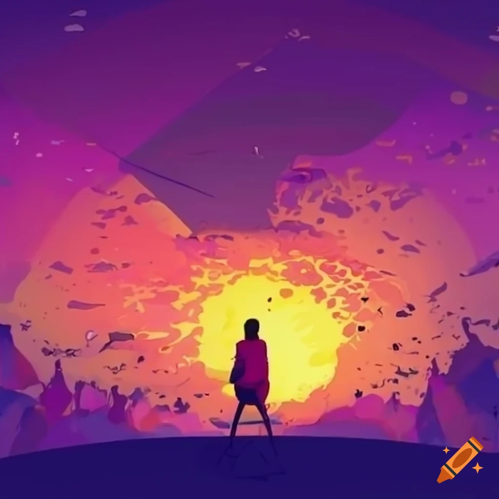 A person enjoying the sunset with lo-fi beats