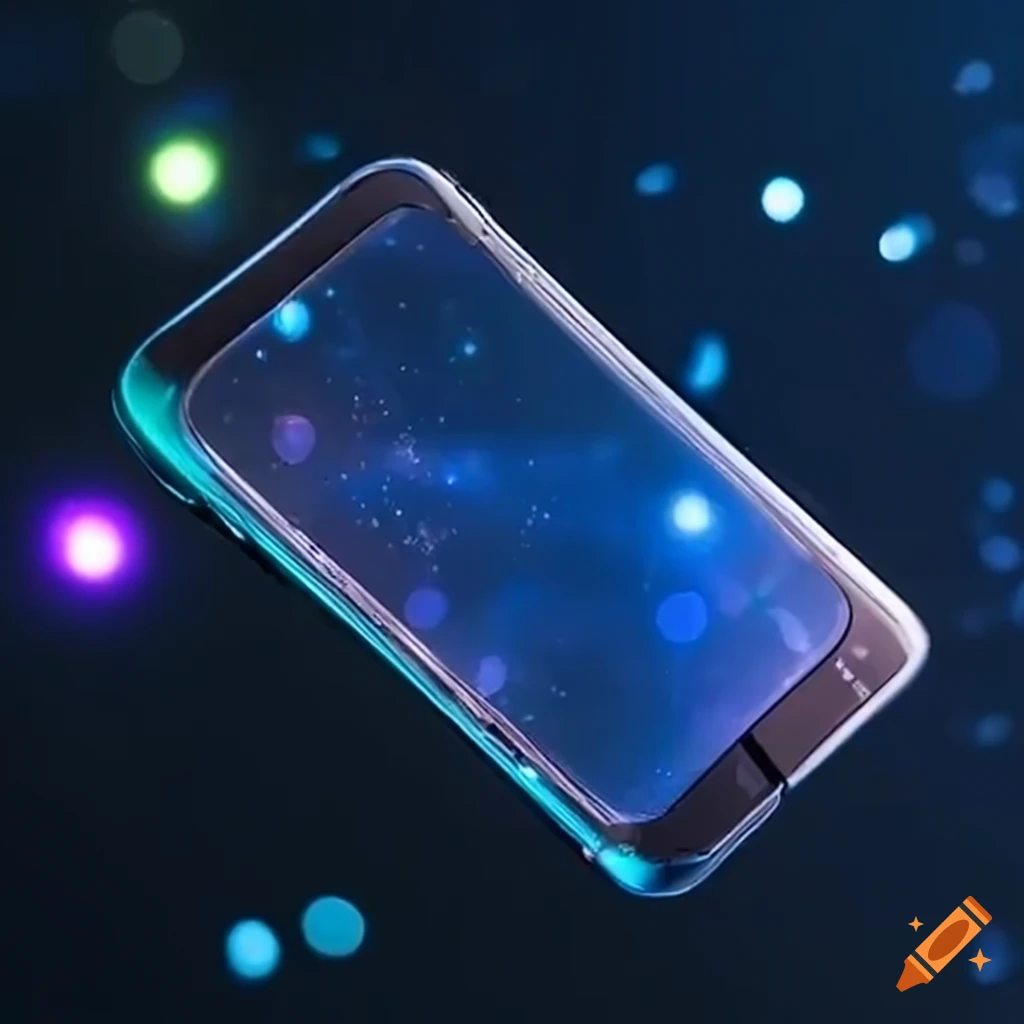 A futuristic phone floating in space