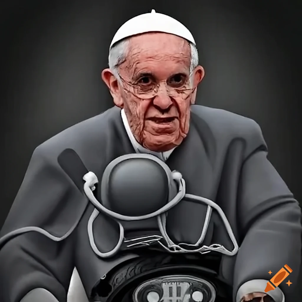 Pope francis on the motorbike on Craiyon