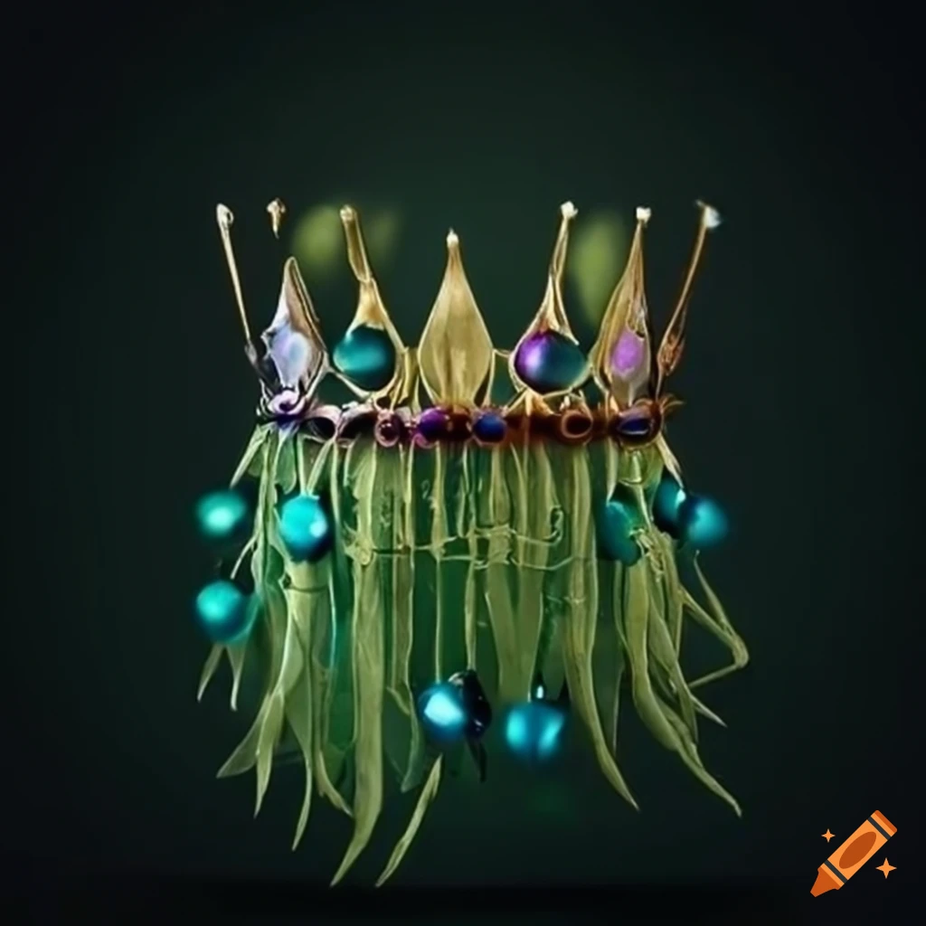 Crown made of plants and trees with jewels on Craiyon