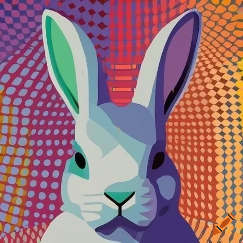A cute bunny in vasarely's style with contrast on Craiyon