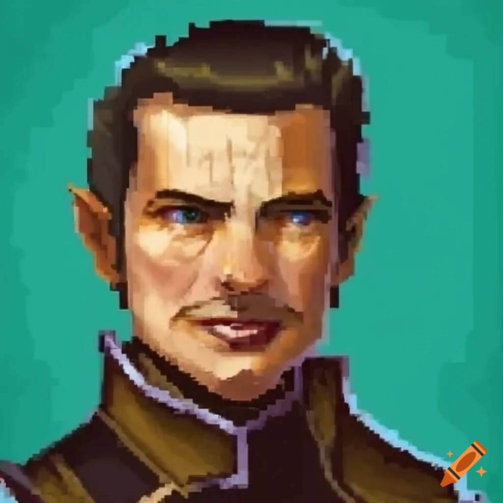 2D fantasy male mage sprite, portrait, Magicka, Might and Magic 6 ...