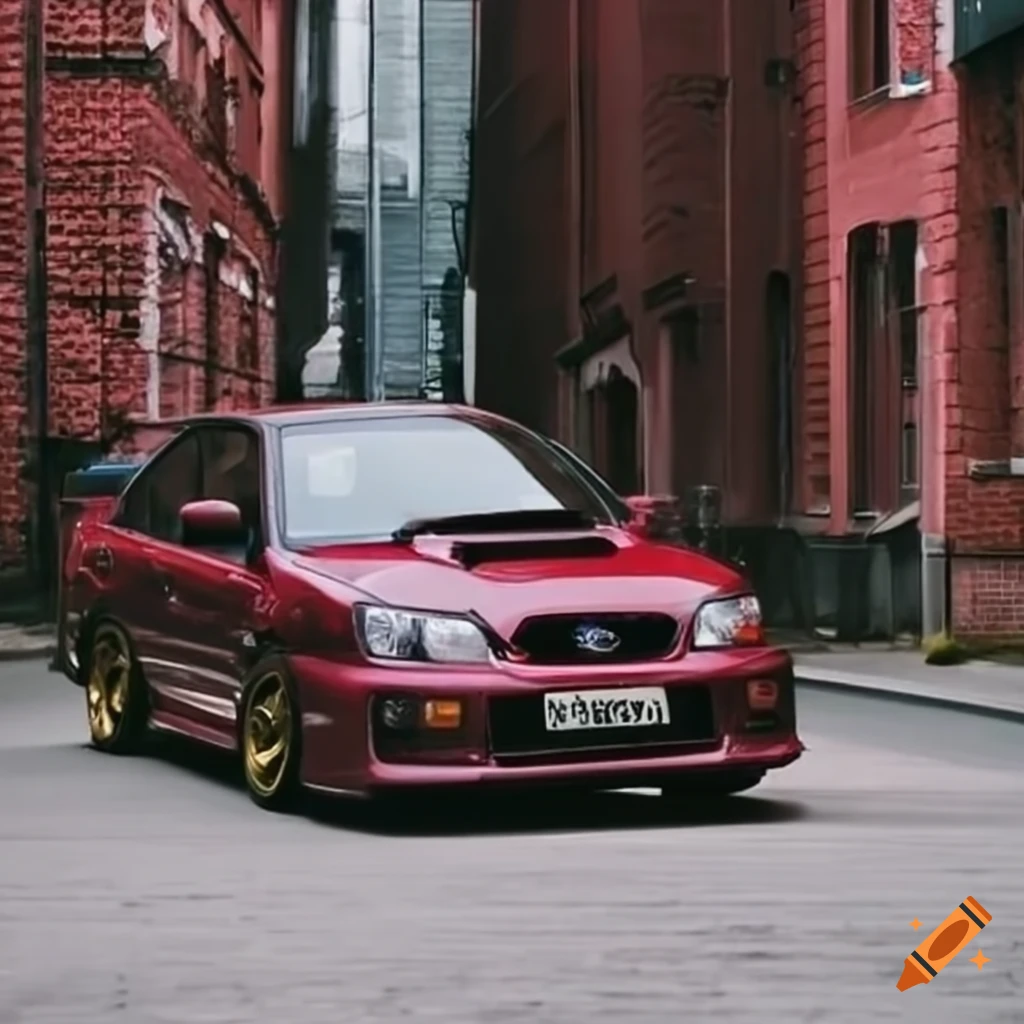 Burgundy subaru impreza