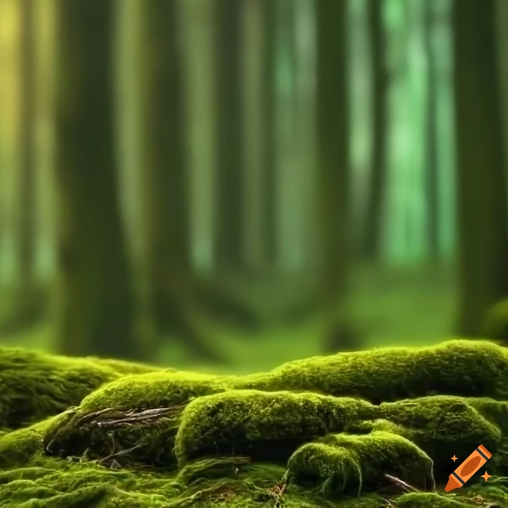 Beautiful mossy forest, photorealistic, 4k, ambient light