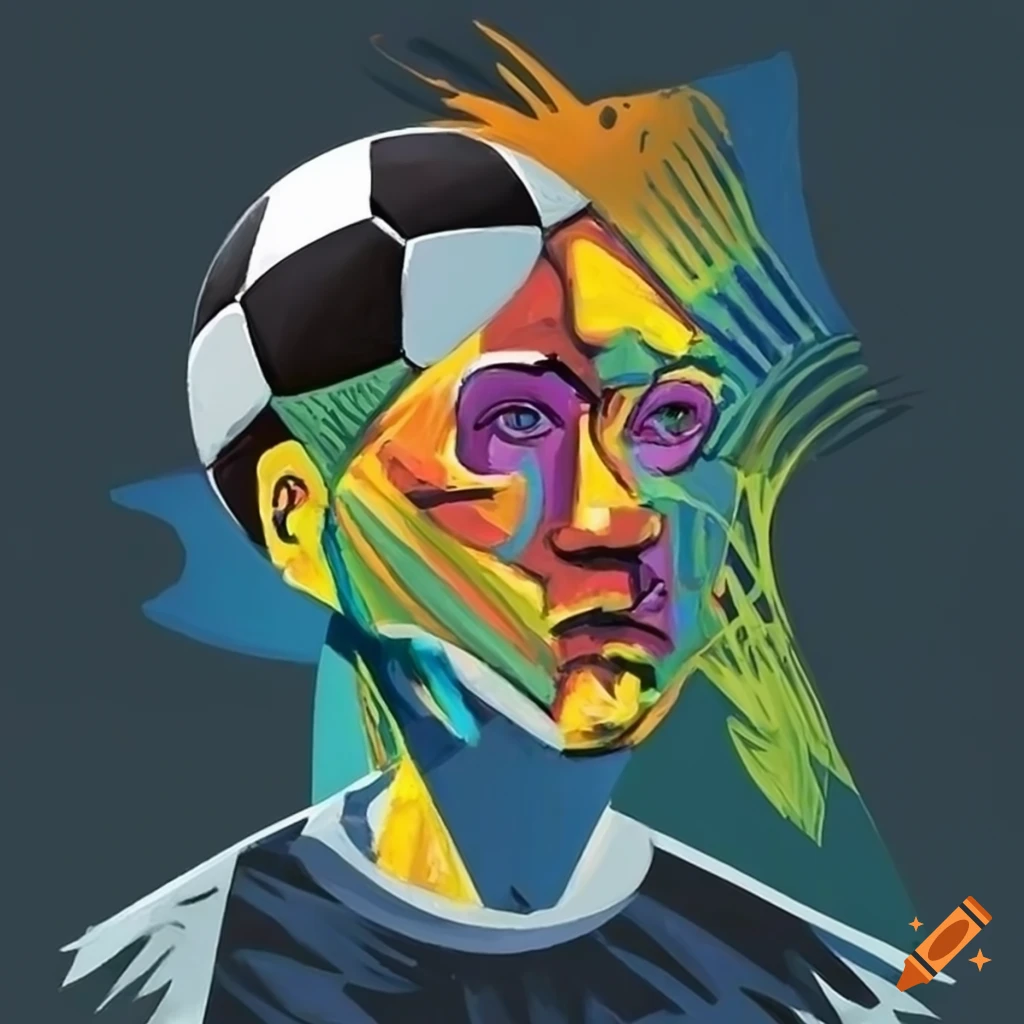 Paint a football scene in picasso style