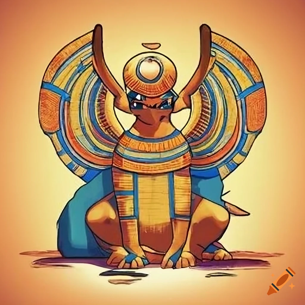 Pokémon characters depicted in the style of ancient Egyptian art. The ...