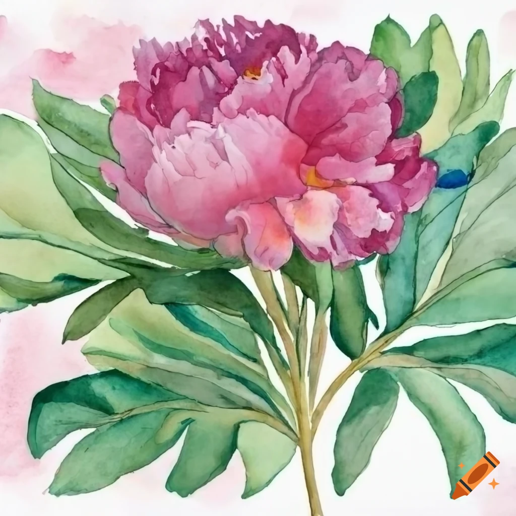 Watercolor peonies isolated on white background on Craiyon