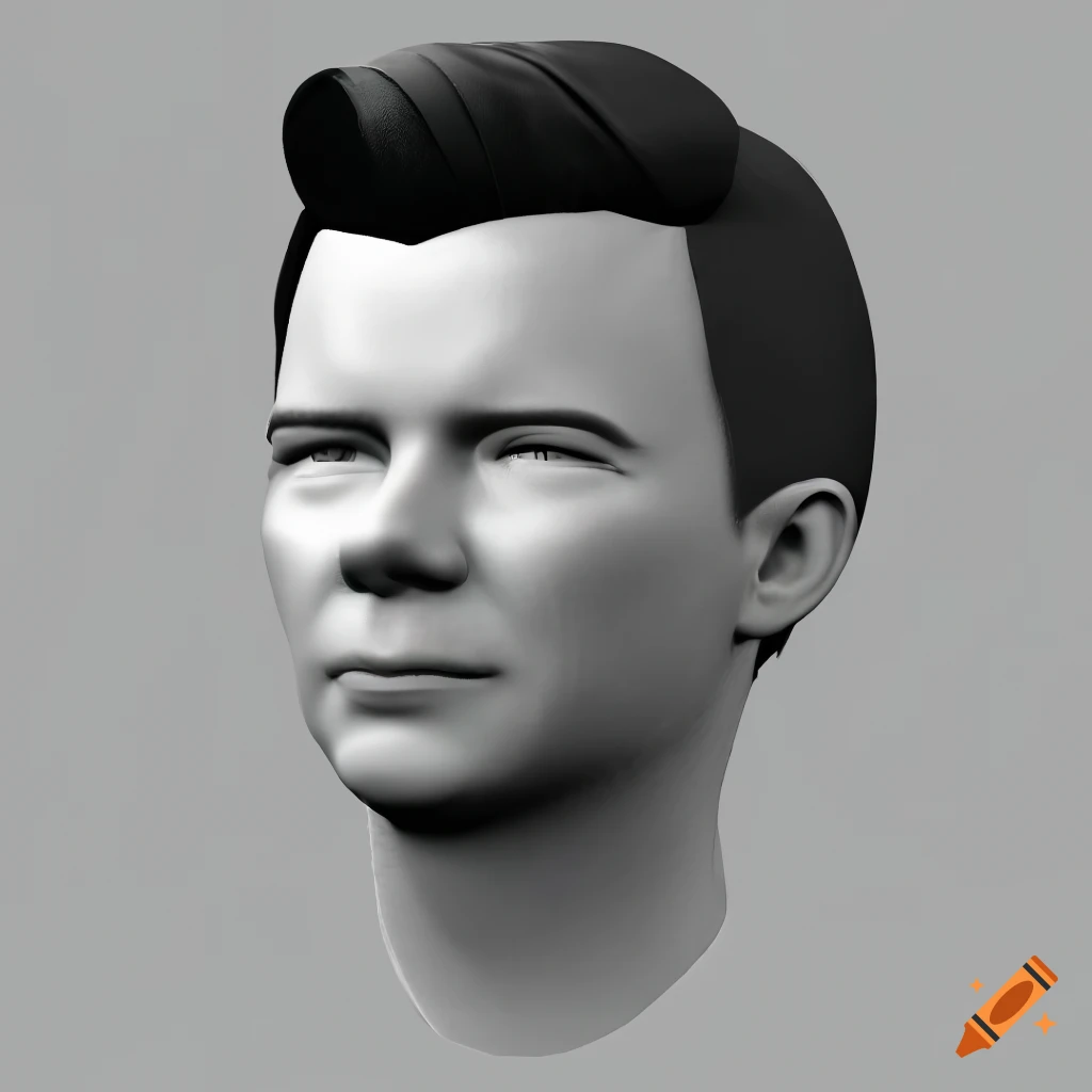 Rick astley 3d model face, looking a little to the left on Craiyon