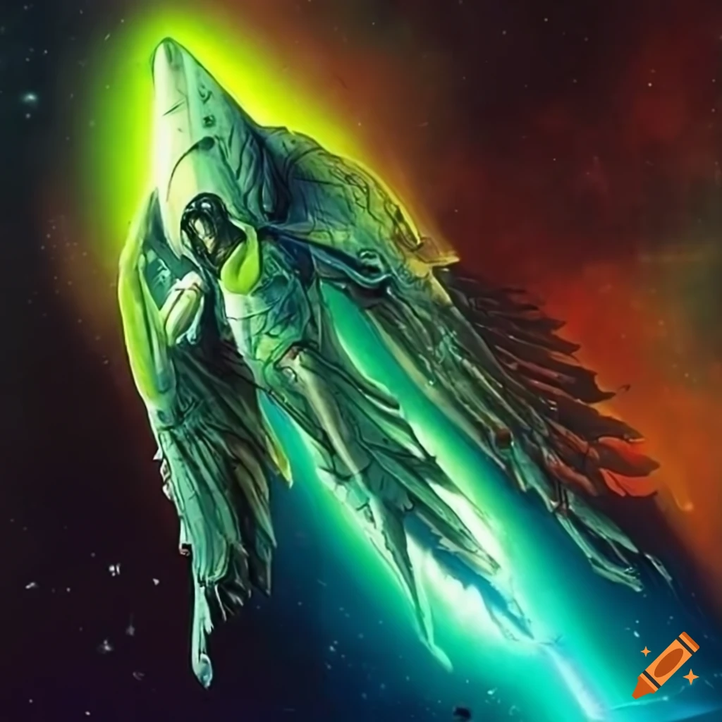 70s sci fi green wing art