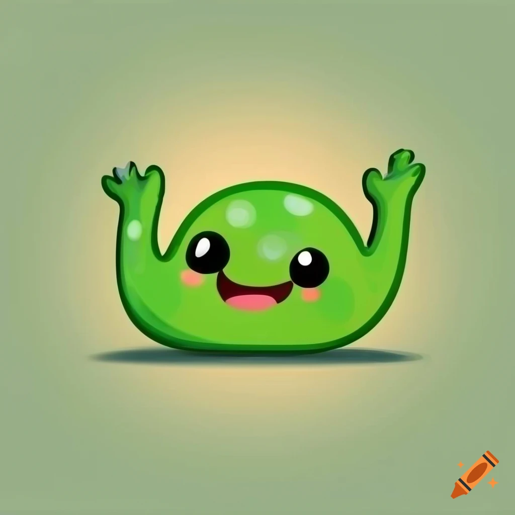 Logo of a cute tiny green slime blob smiling with two small legs and ...
