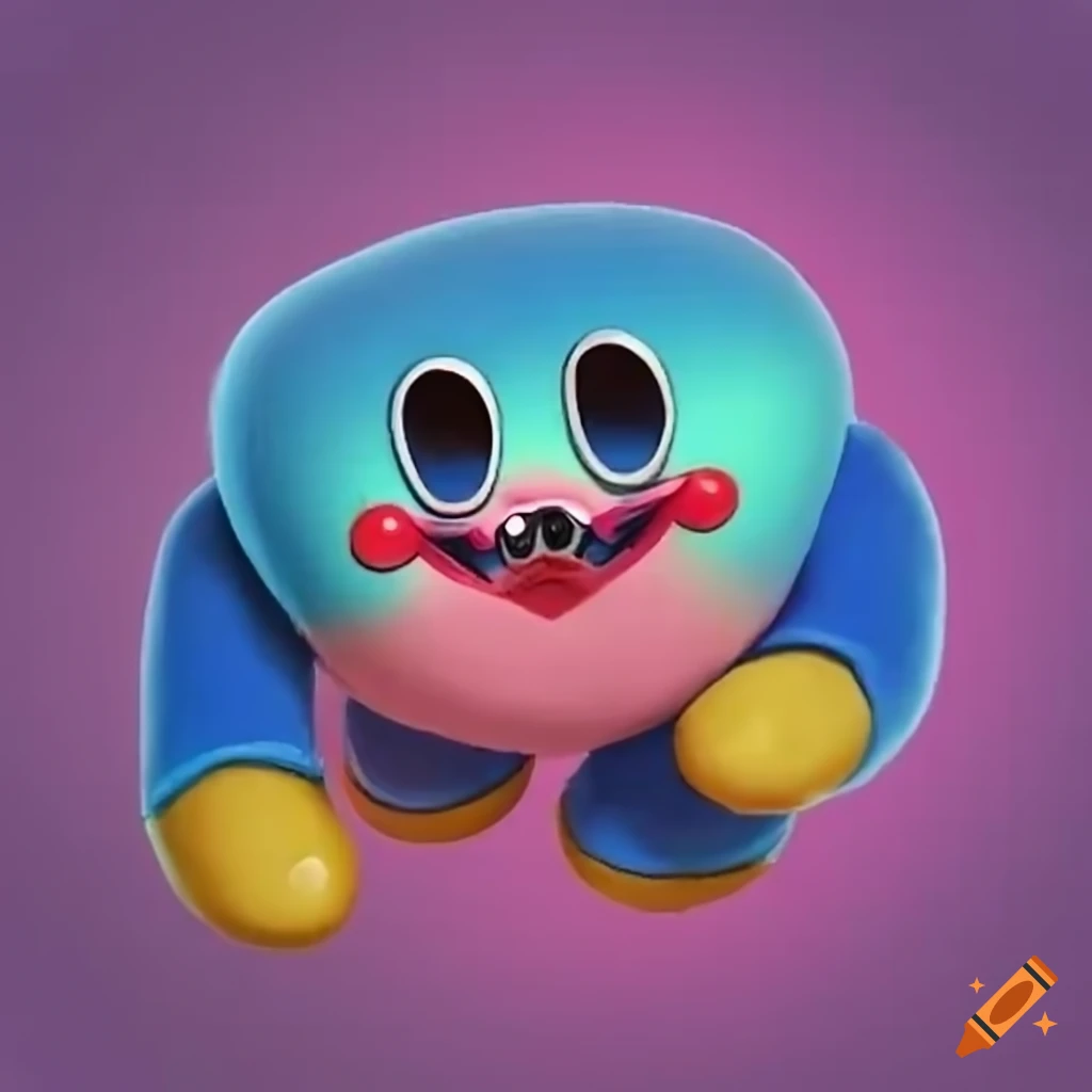 Kirby as huggy wuggy in the style of poppy playtime