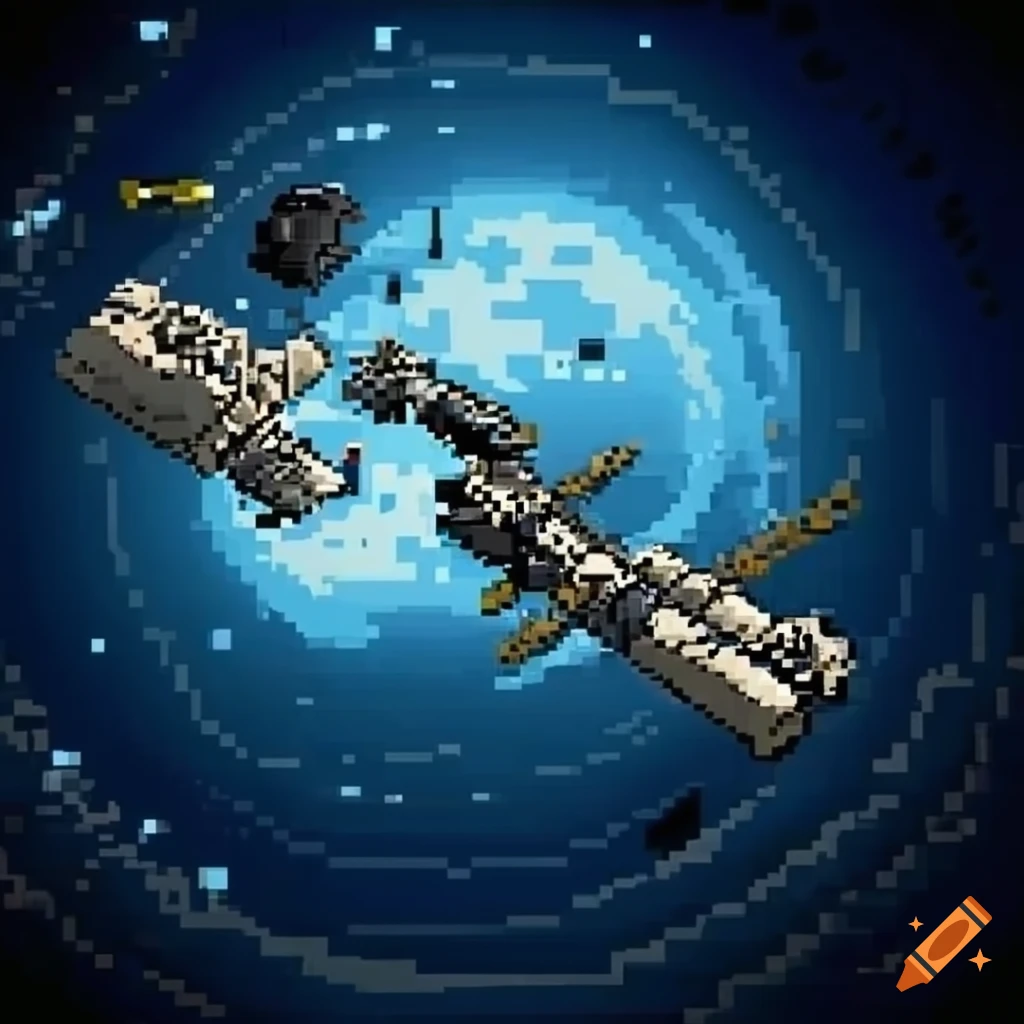 Inside space station pixel art on Craiyon