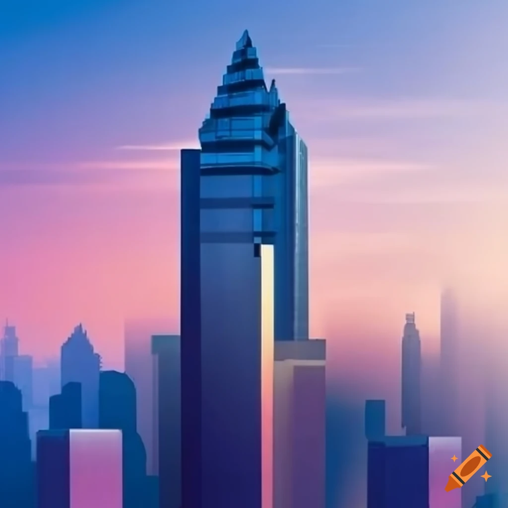 Cityscape with a tall modern building, cbd, city skyline on Craiyon