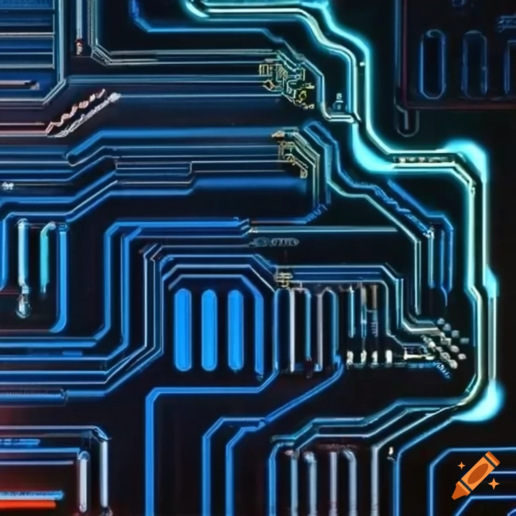 Large electronic circuit seen from above on Craiyon
