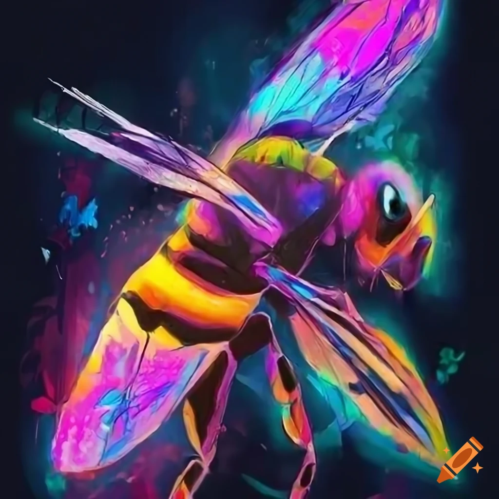Cyberpunk colorful bee on Craiyon