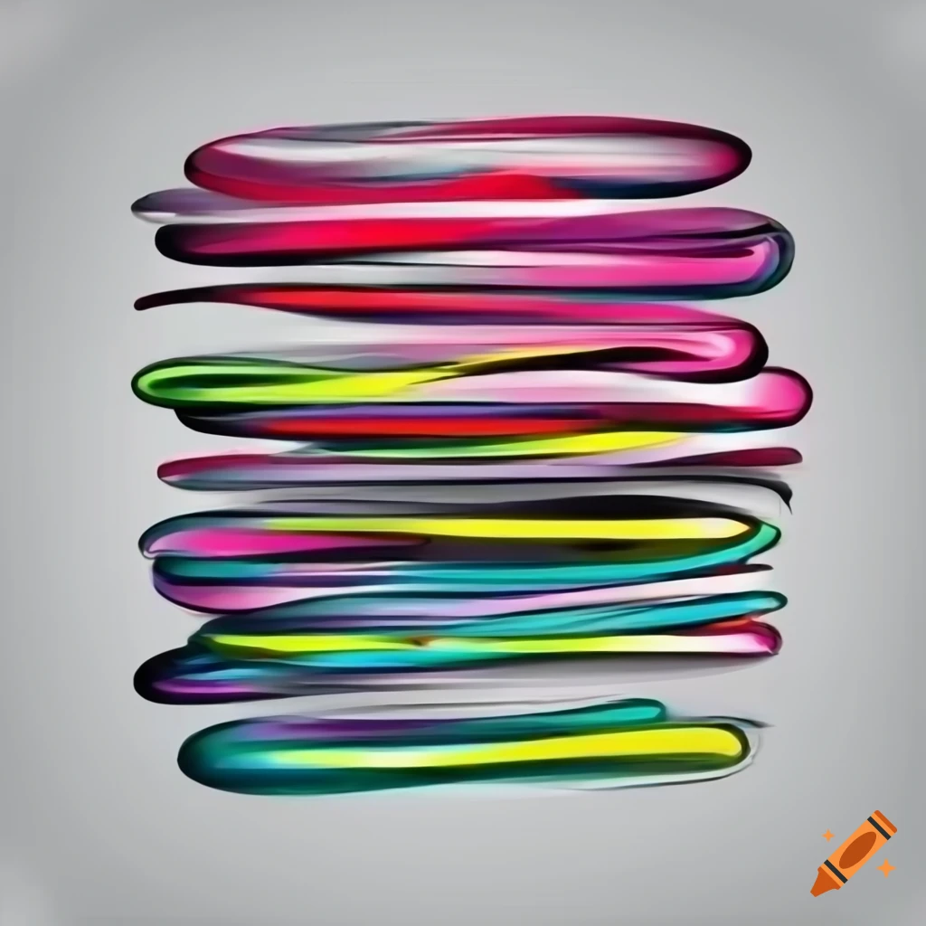 Art of five colorful lines on white background