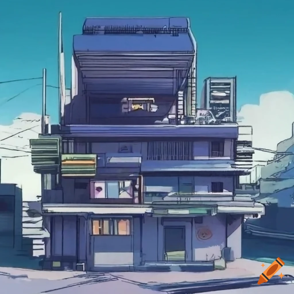 Hiroshi nagai, cyber city oedo 808, street buildings, front view