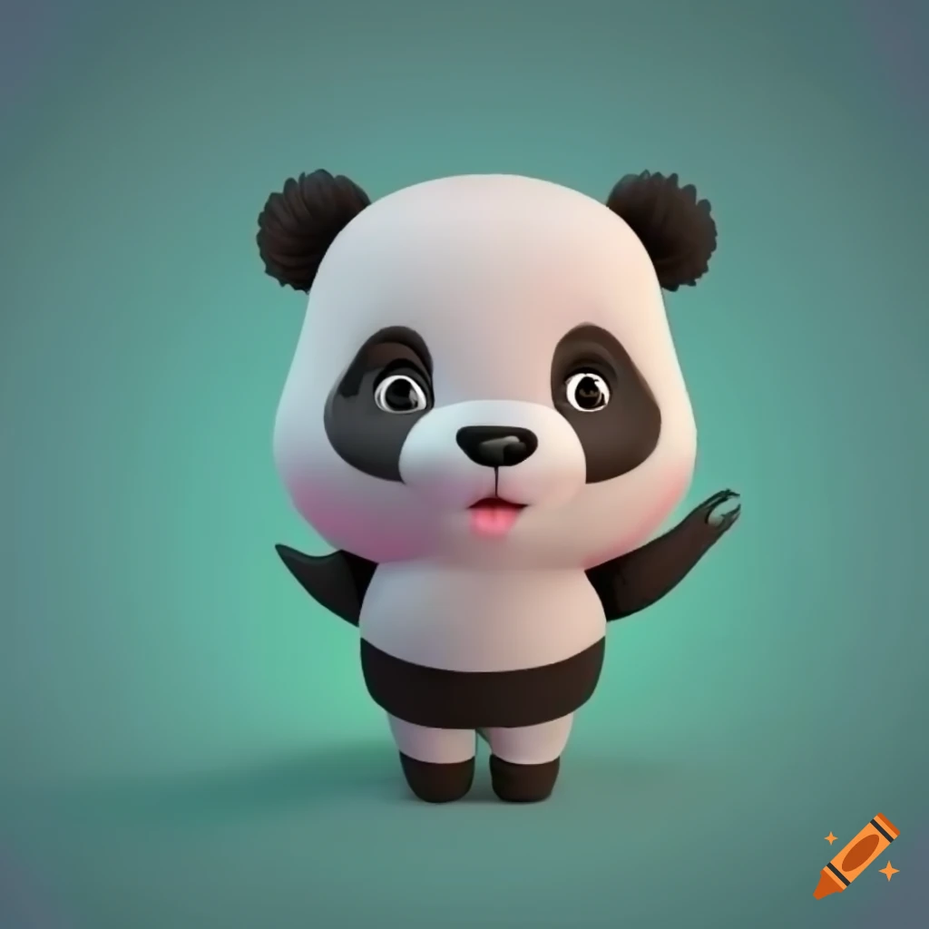 Create a 3d image of a cute cartoon panda on Craiyon