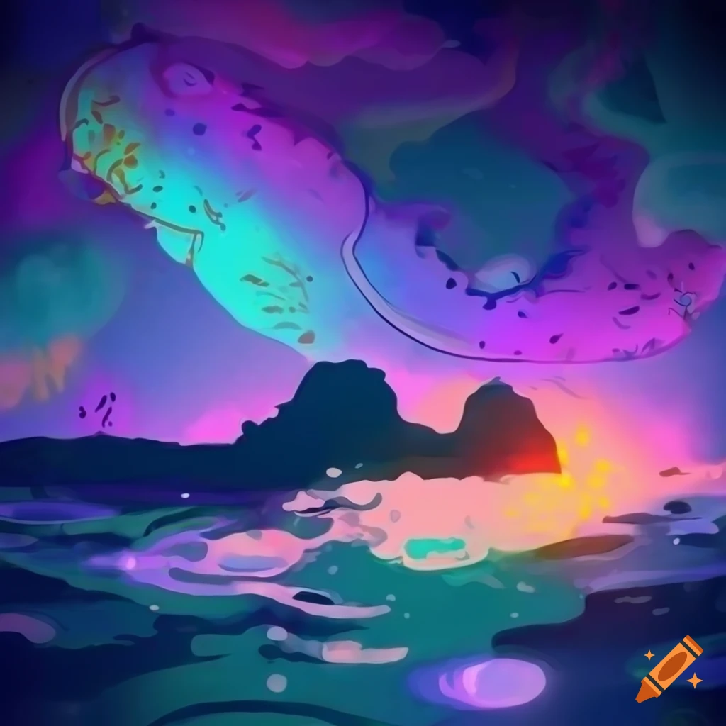 Chill pastel digital art in the style of stevan universe about a calico ...