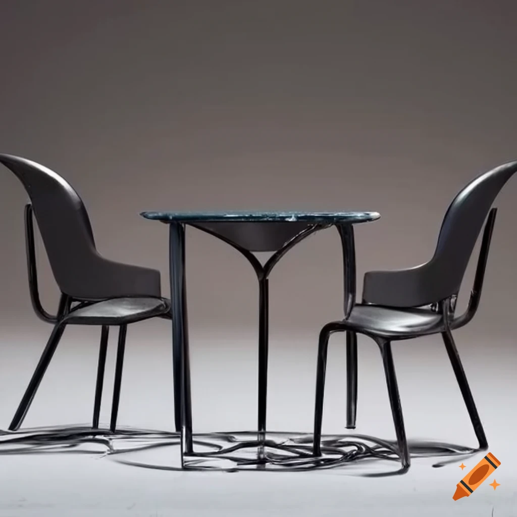 Set of unique designer metal table and chairs